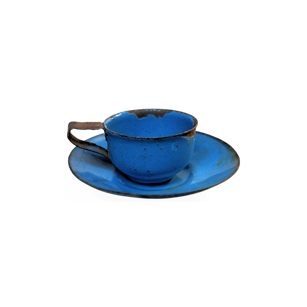 Small Vintage Enamel Cup and Saucer – Shop At Gibson